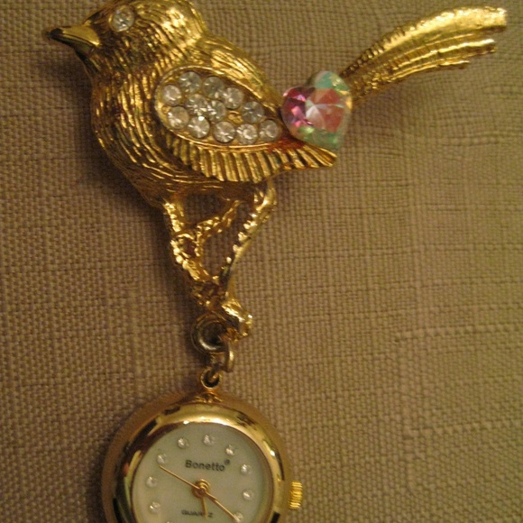 Bonetto Watch AB Rhinestone Brid Watch Brooch | Accessories | Bonetto ...